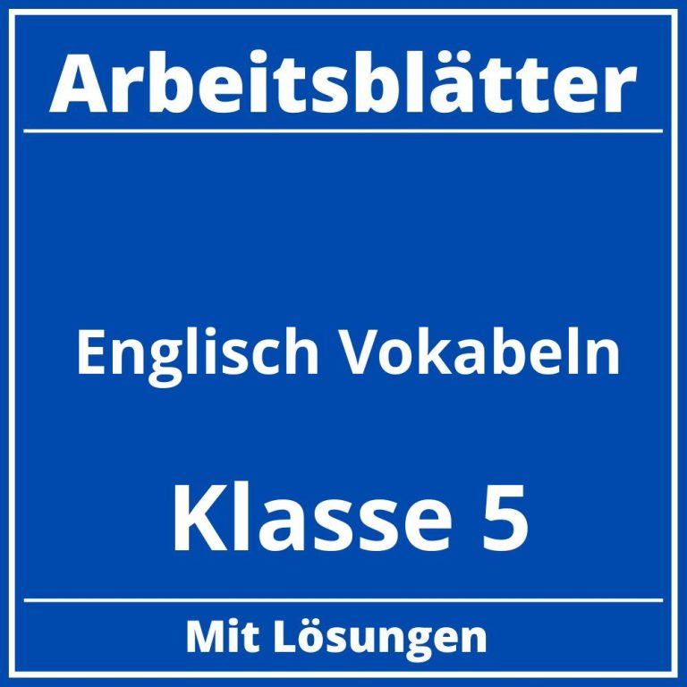 Englisch Vokabeln Klasse 7 Arbeitsblätter PDF